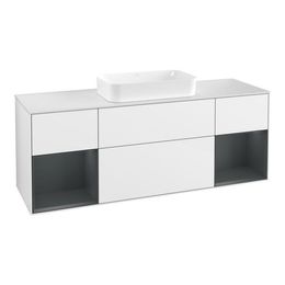 Villeroy & Boch Villeroy und Boch Finion Waschtischunterschrank G331HGGF 160cm, Abdeckplatte white matt, Emotion, Regale Midnight matt lacquer, Glossy white lacquer