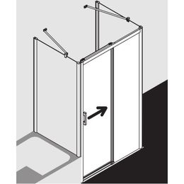 Kermi Pega Gleitt&uuml;r 2-tlg. bodenfrei mit Festfeld PED2R10318VAK 103x185cm, silber hochglanz, ESG klar, rechts, auf Duschplatz