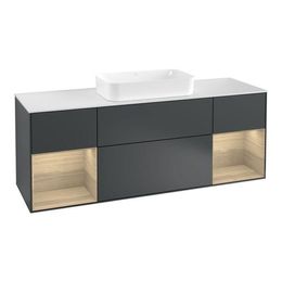 Villeroy & Boch Villeroy und Boch Finion Waschtischunterschrank G331PCHG 160cm, Abdeckplatte white matt, Emotion, Regale Oak Veneer, Midnight Blue Matt Lacquer