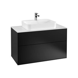 Villeroy & Boch Villeroy und Boch Finion Waschtischunterschrank F35100PD 100x60,3cm, Abdeckplatte white matt, Black matt lacquer
