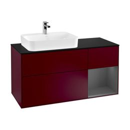 Villeroy & Boch Villeroy und Boch Finion Waschtischunterschrank G402GKHB 120cm, Abdeckplatte black matt, Emotion, Regal rechts Anthracite matt, Peony Matt
