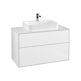 Villeroy & Boch Villeroy und Boch Finion Waschtischunterschrank F35100GF 100x60,3cm, Abdeckplatte white matt, Glossy white lacquer