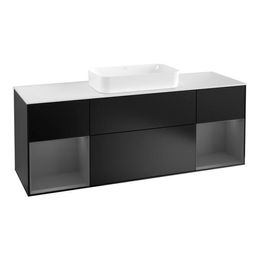 Villeroy & Boch Villeroy und Boch Finion Waschtischunterschrank F331GKPD 160x60,3cm, Abdeckplatte white matt, Regale Anthracite matt lacquer, Black matt lacquer
