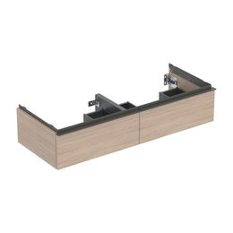 Geberit iCon Doppelwaschtisch-Unterschrank 502314JH1 118,4x24,7x47,6cm, 2 Schubladen, Eiche/Griff lava matt