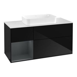 Villeroy & Boch Villeroy und Boch Finion Waschtischunterschrank G291HGPH 120cm, Abdeckplatte white matt, Emotion, Regal links Midnight Blue Matt Lacquer, Glossy Black Lacquer