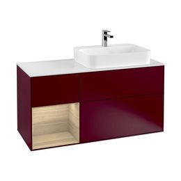 Villeroy & Boch Villeroy und Boch Finion Waschtischunterschrank G391PCHB 120cm, Abdeckplatte white matt, Emotion, Regal links Oak Veneer, Peony Matt