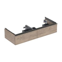 Geberit iCon Doppelwaschtisch-Unterschrank 502314JR1 118,4x24,7x47,6cm, 2 Schubladen, nussbaum/Griff lava matt