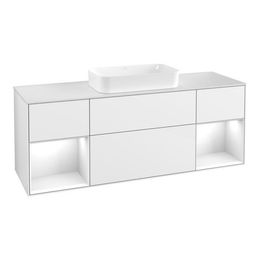 Villeroy & Boch Villeroy und Boch Finion Waschtischunterschrank F331GFGF 160x60,3cm, Abdeckplatte white matt, Regale Glossy white lacquer, Glossy white lacquer