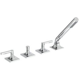Ideal Standard Joy Neo Vierloch-Badearmatur BD167AA ohne Auslauf, mit Handbrause-Set, Hebelgriffe, chrom