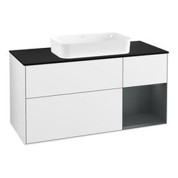 Villeroy & Boch Villeroy und Boch Finion Waschtischunterschrank G302HGGF 120cm, Abdeckplatte black matt, Emotion, Regal rechts Midnight Blue Matt Lacquer, Glossy white lacquer