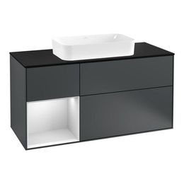 Villeroy & Boch Villeroy und Boch Finion Waschtischunterschrank G292MTHG 120cm, Abdeckplatte black matt, Emotion, Regal links White matt lacquer, Midnight Blue Matt Lacquer