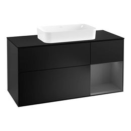 Villeroy & Boch Villeroy und Boch Finion Waschtischunterschrank G302GKPD 120cm, Abdeckplatte black matt, Emotion, Regal rechts Anthracite matt, Black matt lacquer