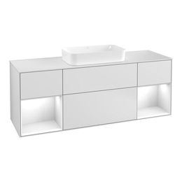 Villeroy & Boch Villeroy und Boch Finion Waschtischunterschrank F331GFMT 160x60,3cm, Abdeckplatte white matt, Regale Glossy white lacquer, White matt lacquer