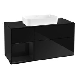 Villeroy & Boch Villeroy und Boch Finion Waschtischunterschrank G292PHPH 120cm, Abdeckplatte black matt, Emotion, Regal links Glossy Black Lacquer, Glossy Black Lacquer