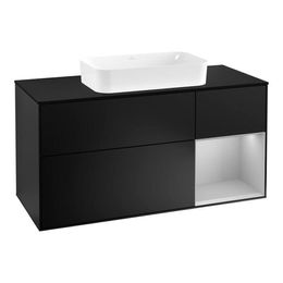 Villeroy & Boch Villeroy und Boch Finion Waschtischunterschrank F302GJPD 120cm, Abdeckplatte black matt, Regal rechts Light grey matt, Black matt lacquer