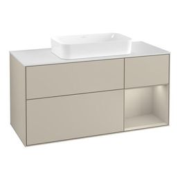 Villeroy & Boch Villeroy und Boch Finion Waschtischunterschrank F301HHHH 120cm, Abdeckplatte white matt, Regal rechts Sand Matt, Sand Matt Lacquer