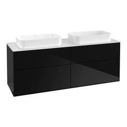 Villeroy & Boch Villeroy und Boch Finion Waschtischunterschrank F31100PH 160x60,3cm, Abdeckplatte white matt, Glossy Black Lacquer