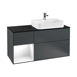 Villeroy & Boch Villeroy und Boch Finion Waschtischunterschrank G392GFHG 120cm, Abdeckplatte black matt, Emotion, Regal links Glossy white lacquer, Midnight Blue Matt Lacquer