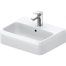 Duravit Qatego Handwaschbecken 0746450000 45x35cm, mit Hahnloch, &Uuml;berlauf, Hahnlochbank, wei&szlig; Hochglanz