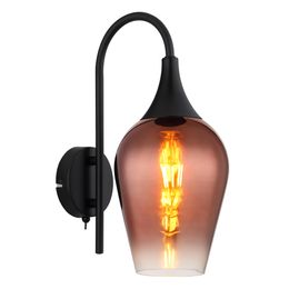 Globo LIGHTING Wandleuchte "LAVUS", schwarz matt, H: 36cm, 1 Stk., Leuchten, Wandlampe Glas kupferfarben klar verlaufend Lichtschein abw&auml;rts, Wandleuchte