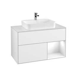 Villeroy & Boch Villeroy und Boch Finion Waschtischunterschrank G371GFGF 100cm, Abdeckplatte white matt, Emotion, Regal rechts Glossy white lacquer, Glossy white lacquer
