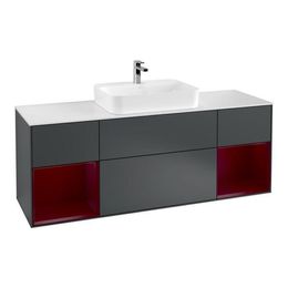 Villeroy & Boch Villeroy und Boch Finion Waschtischunterschrank G451HBHG 160cm, Abdeckplatte white matt, Emotion, Regale Peony matt lacquer, Midnight Blue Matt Lacquer