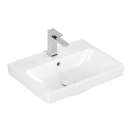 Villeroy & Boch Villeroy und Boch Architectura Waschtisch 4A8755T2 55x42cm, 1 Hahnloch, mit &Uuml;berlauf, wei&szlig; AntiBac C-plus