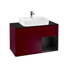 Villeroy & Boch Villeroy und Boch Finion Waschtischunterschrank F372PDHB 100cm, Abdeckplatte black matt, Regal rechts Black matt lacquer, Peony Matt