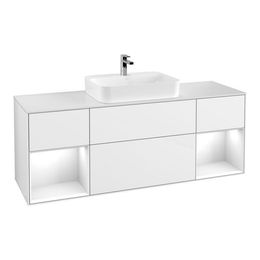 Villeroy & Boch Villeroy und Boch Finion Waschtischunterschrank F451GFGF 160x60,3cm, Abdeckplatte white matt, Regale Glossy white lacquer, Glossy white lacquer