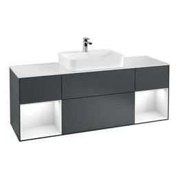 Villeroy & Boch Villeroy und Boch Finion Waschtischunterschrank F451GFHG 160x60,3cm, Abdeckplatte white matt, Regale Glossy white lacquer, Midnight Blue Matt Lacquer