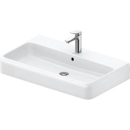 Duravit Qatego Aufsatz-Waschtisch 2382800027 80 x 47 cm, weiß Hochglanz, mit Hahnloch, Überlauf, Hahnlochbank, geschliffen