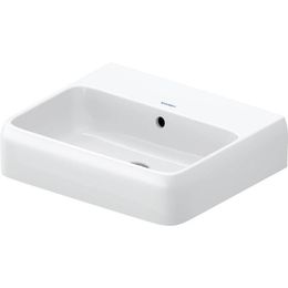 Duravit Qatego Waschtisch 2382502060 50 x 42 cm, weiß Hochglanz HygieneGlaze, ohne Hahnloch, mit Überlauf, Hahnlochbank