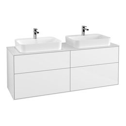 Villeroy & Boch Villeroy und Boch Finion Waschtischunterschrank F43100GF 160x60,3cm, Abdeckplatte white matt, Glossy white lacquer