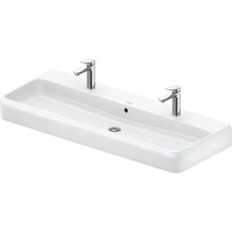 Duravit Qatego Doppel-Waschtisch 2382120024 120x47cm, mit 2 Hahnl&ouml;cher, &Uuml;berlauf, Hahnlochbank, wei&szlig; Hochglanz