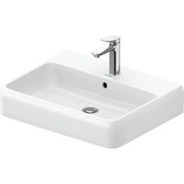 Duravit Qatego Aufsatz-Waschtisch 2382602027 60 x 47 cm, weiß Hochglanz HygieneGlaze, mit Hahnloch, Überlauf, Hahnlochbank, geschliffen