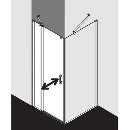 Kermi Pega Pendelt&uuml;r 1-fl&uuml;gelig mit Festfeld PE1NL08020VAK 80x200cm, silber hochglanz, ESG klar, links, auf Duschwanne