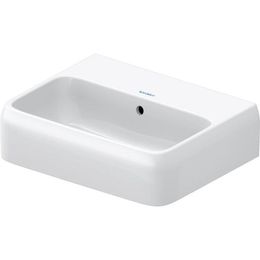 Duravit Qatego Handwaschbecken 0746450060 45x35cm, ohne Hahnloch, mit &Uuml;berlauf, Hahnlochbank, wei&szlig; Hochglanz