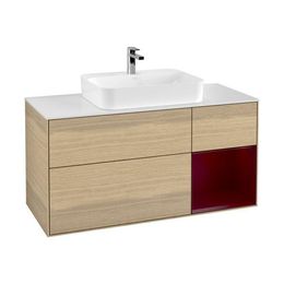 Villeroy & Boch Villeroy und Boch Finion Waschtischunterschrank G421HBPC 120cm, Abdeckplatte white matt, Emotion, Regal rechts Peony matt, Oak Veneer