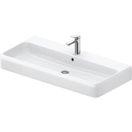 Duravit Qatego Aufsatz-Waschtisch 2382100027 100 x 47 cm, weiß Hochglanz, mit Hahnloch, Überlauf, Hahnlochbank, geschliffen