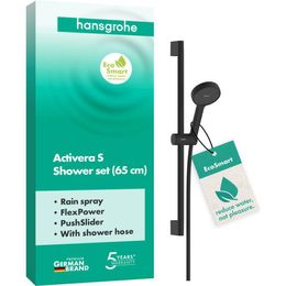 Hansgrohe Activera S Duschset 95 28041670 1 Strahlart wassersparend mit Duschstange 65 cm, schwarz matt