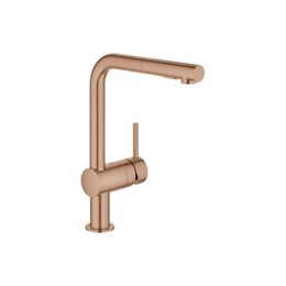 Grohe Minta Sp&uuml;ltisch-Einhebelmischer 30274DL0 warm sunset geb&uuml;rstet, herausziehbare Dual-Sp&uuml;lbrause, L-Auslauf