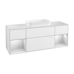 Villeroy & Boch Villeroy und Boch Finion Waschtischunterschrank G331MTGF 160cm, Abdeckplatte white matt, Emotion, Regale White matt lacquer, Glossy white lacquer