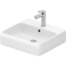 Duravit Qatego Aufsatzbecken 2385500027 mit Hahnlochbank, Hahnloch, &Uuml;berlauf, Wei&szlig; Hochglanz