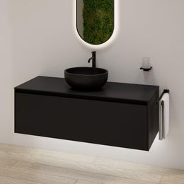 rivea Dia soleado Unterschrank B: 120 cm mit 1 Auszug, Waschtisch schwarz matt,, BR0526BM+BR0108BM,