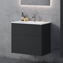 neoro n50T46 Unterschrank B: 80 cm mit 2 Ausz&uuml;gen, Waschtisch eckig wei&szlig; matt,, BN0074BM,