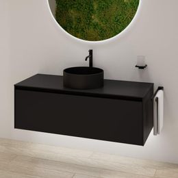rivea Dia soleado Unterschrank B: 120 cm mit 1 Auszug, Waschtisch schwarz matt,, BR0535BM+BR0108BM,