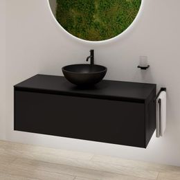 rivea Dia soleado Unterschrank B: 120 cm mit 1 Auszug, Waschtisch &Oslash; 42 schwarz matt,, BR0532BM+BR0108BM,