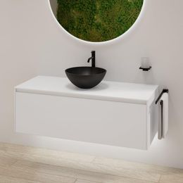 rivea Dia soleado Unterschrank B: 120 cm mit 1 Auszug, Waschtisch &Oslash; 38 schwarz matt,, BR0531BM+BR0108WM,