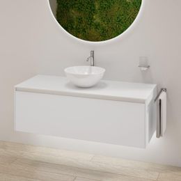 rivea Dia soleado Unterschrank B: 120 cm mit 1 Auszug, Waschtisch &Oslash; 38 wei&szlig;,, BR0531WH+BR0108WM,