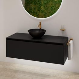 rivea Dia soleado Unterschrank B: 120 cm mit 1 Auszug, Waschtisch &Oslash; 38 schwarz matt,, BR0531BM+BR0108BM,